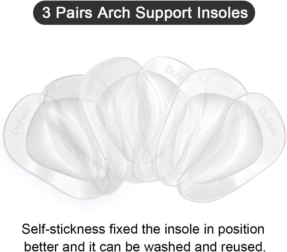 Dr. Foot Gel Arch Inserts - 3 Pairs for Flat Feet & Plantar Fasciitis ...