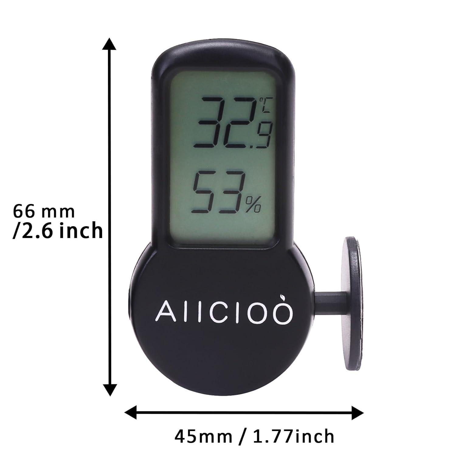 Aiicioo Terrarium Thermo-Hygrometer 2-Pack | Digital Battery-Operated ...