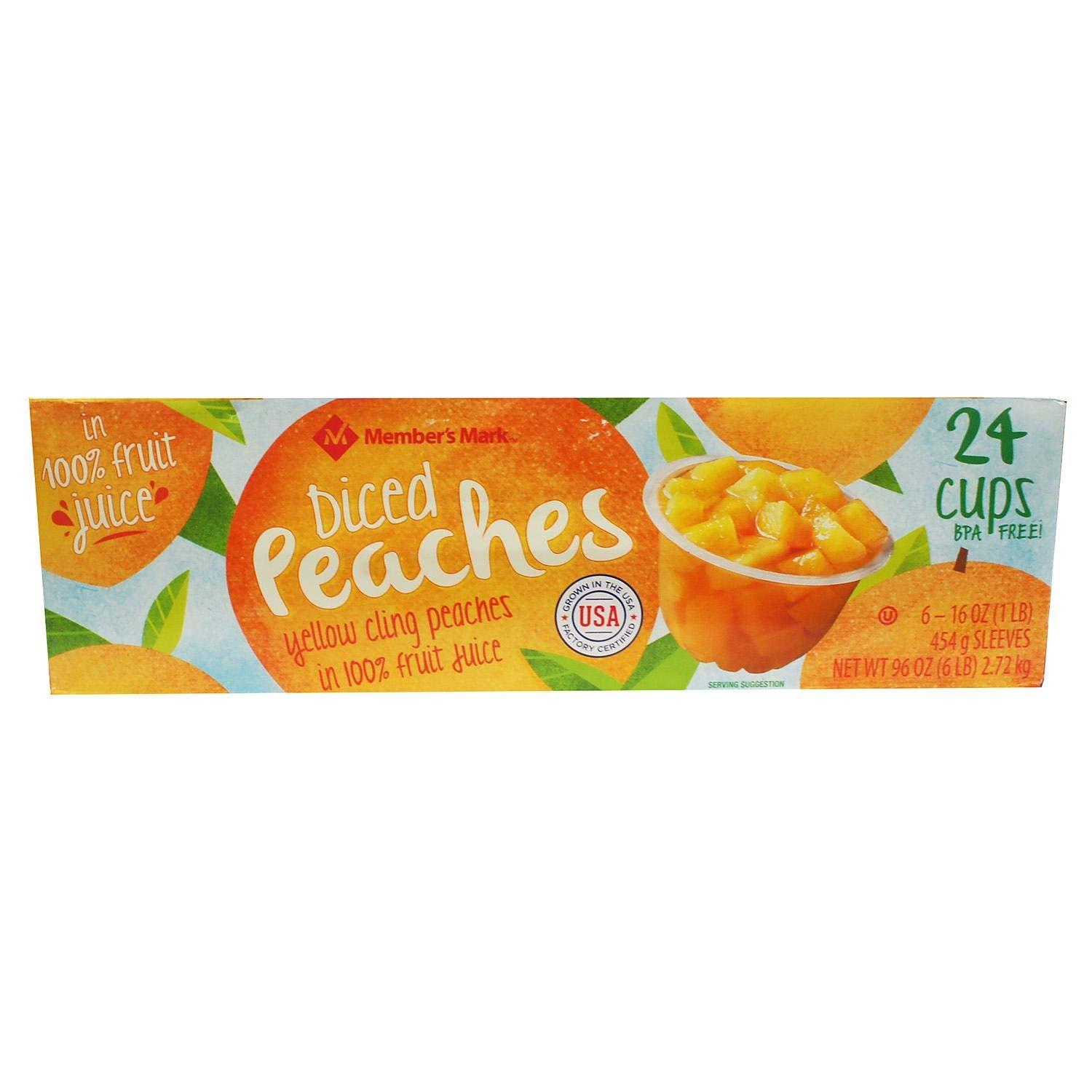 Member's Mark Diced Peaches in 100% Fruit Juice (4 oz 24 ct.) - Buy ...