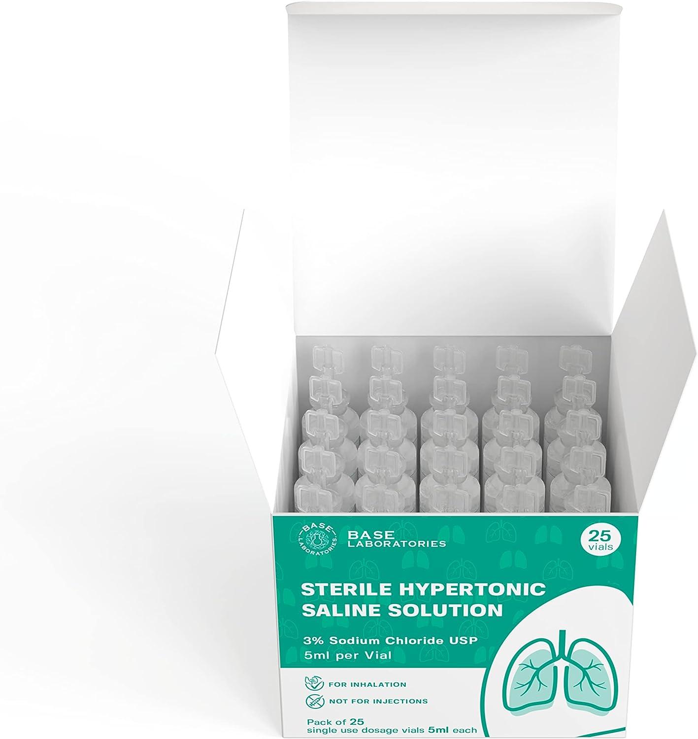 Base Labs 3% Hypertonic Saline Solution for Nebulizer Machine - 25 ...