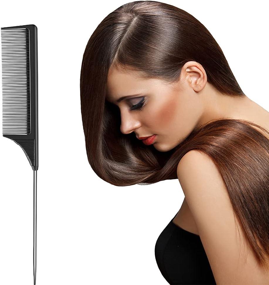 Pin Tail Comb Rat Tail Combs Black Carbon Fiber Parting Combs Anti ...