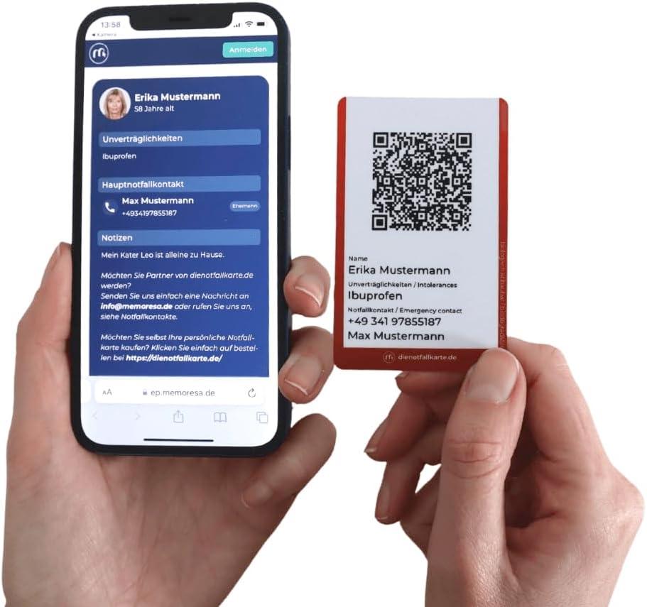2 in 1 Emergency Card & Digital Pass | Health Data & Contacts ...