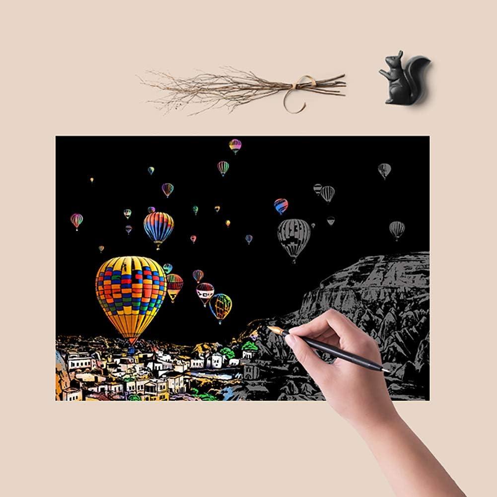 Rainbow Scratch Art Set A4 Night View Scratchboard with 8 Sheets and 6 ...