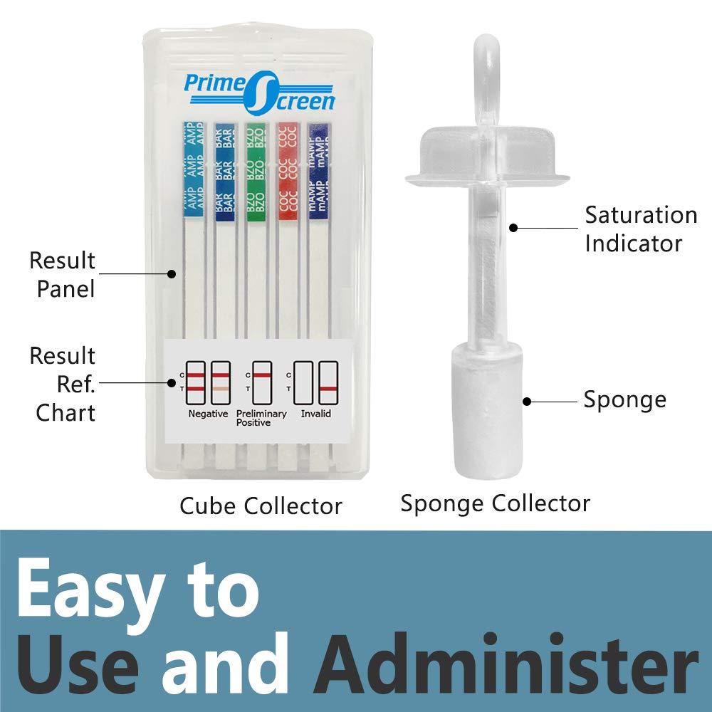 Prime Screen 6 Panel Oral Saliva Drug Test Kit - 5 Pack for Employment ...