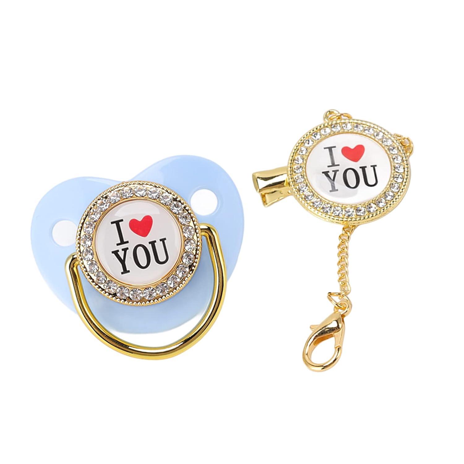Bling Baby Pacifier Set - Healthy Safe & Stylish I Love You Design for ...
