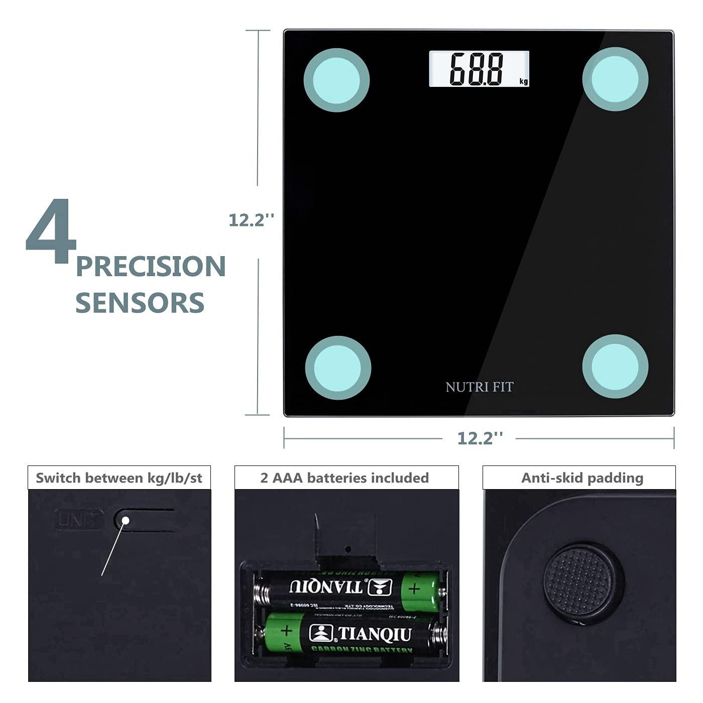 NUTRI FIT Digital Bathroom Scale - 400 lbs Ultra Slim & Accurate for ...