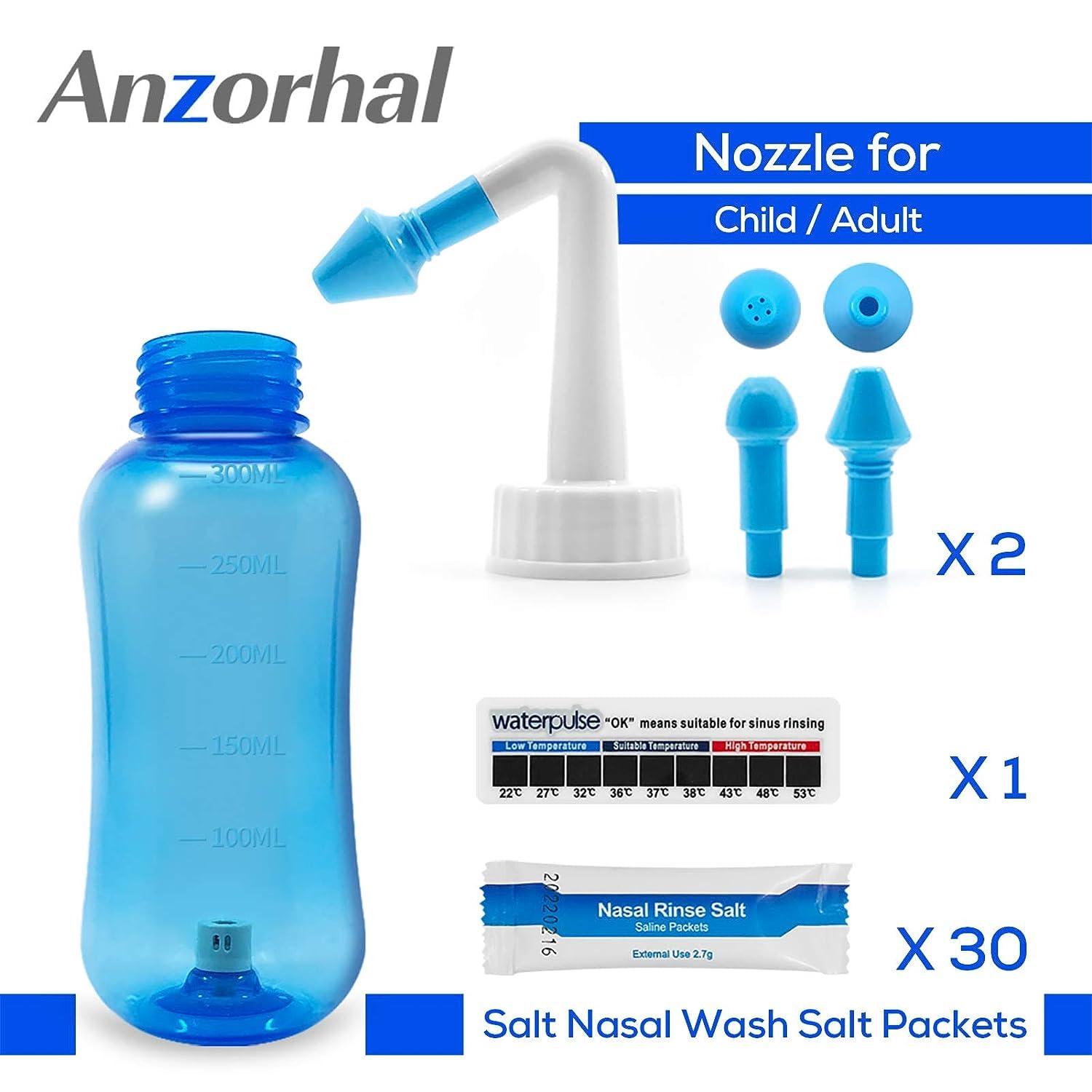 Nasal Douche Set - Anzorhal 300ml Nose Cleaning Jug with 30 Salt Packs ...