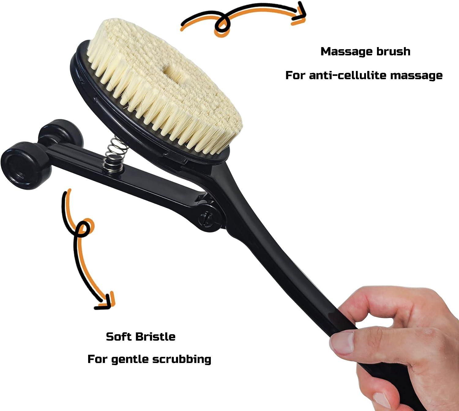 Long Handle Back Scrubber for Shower - Curved Detachable Bath Brush for ...
