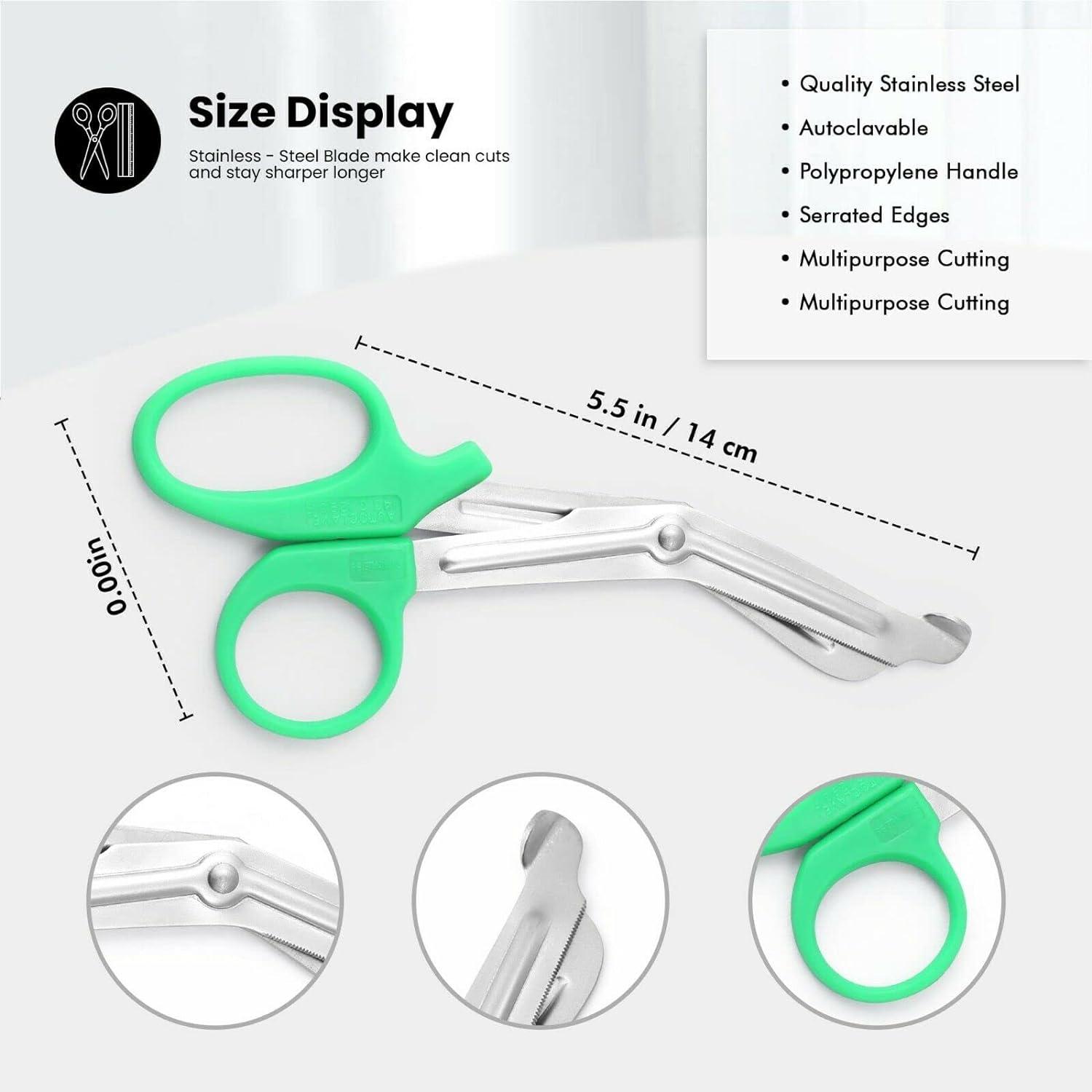 Titanium EMT Trauma Shears 5.5'' Bent Stealth - Green Bandage Shears ...