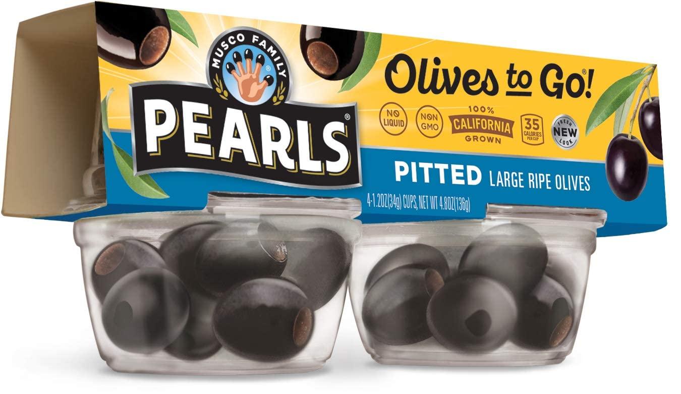 Pearls Olives To Go Large Ripe Pitted Black Olives 1.2 oz - 16 Cups ...