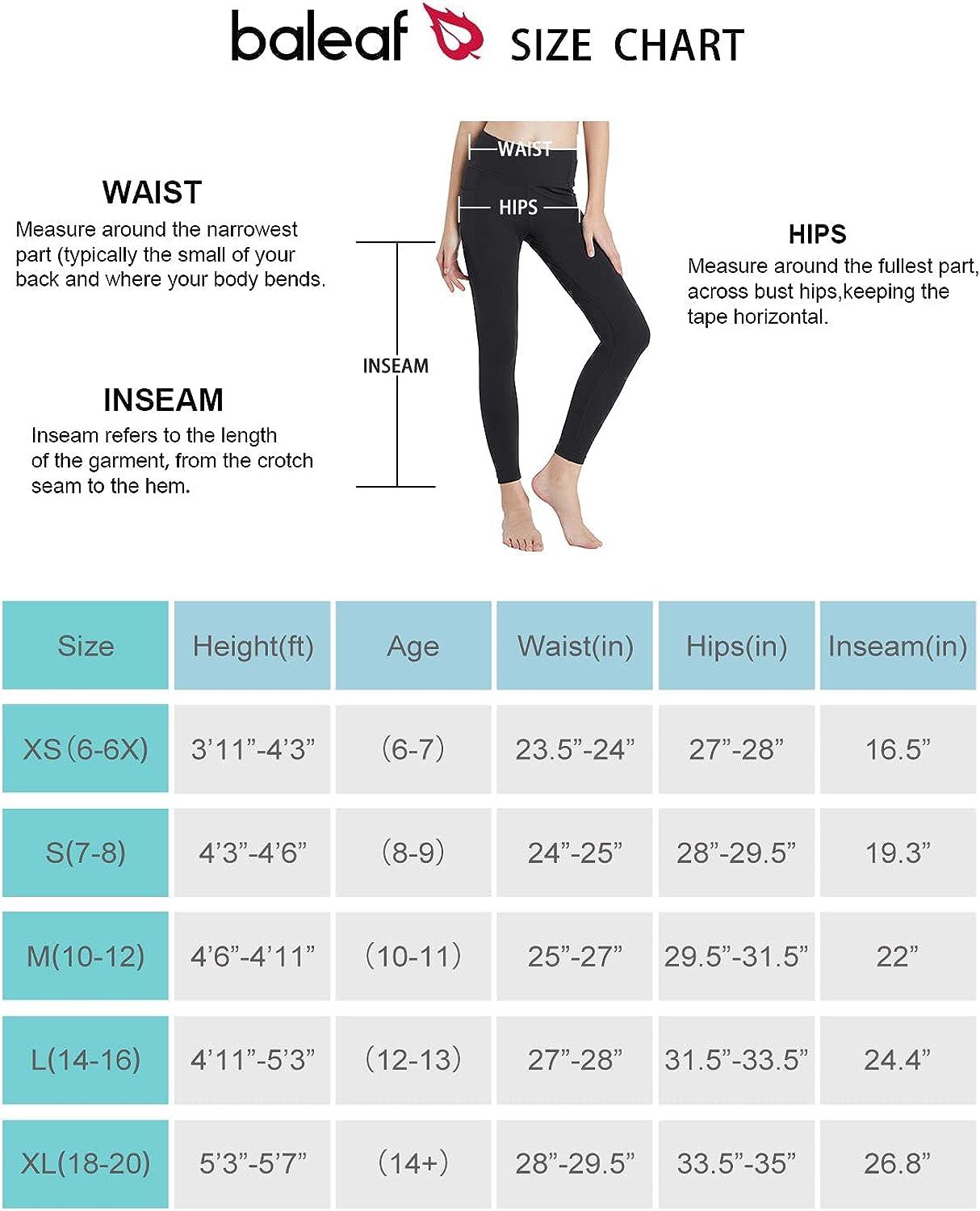 BALEAF Youth Girls' Black Athletic Dance Leggings with Side Pockets ...