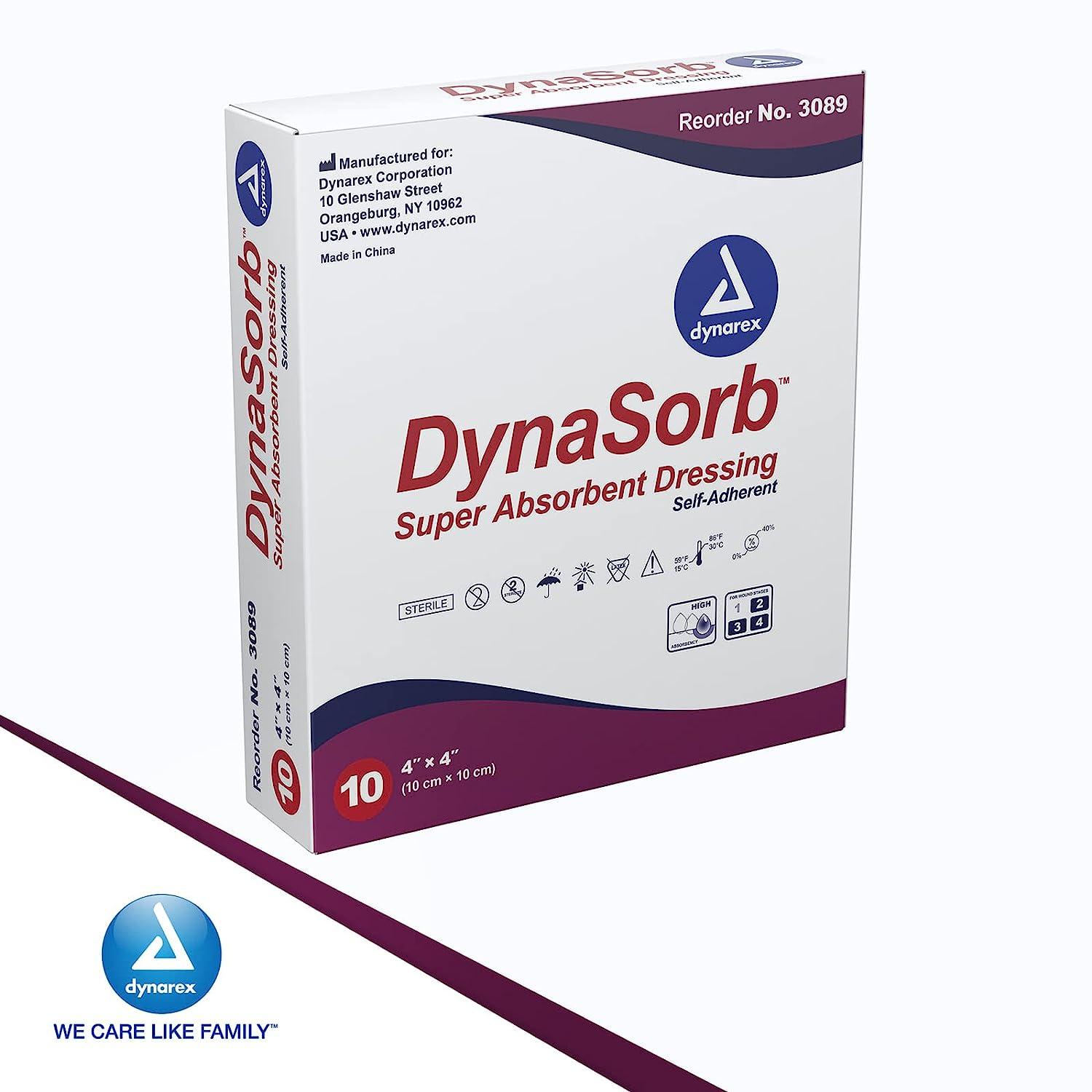 Dynarex DynaSorb Super Absorbent Dressings 4x4 - Sterile Wound Care ...
