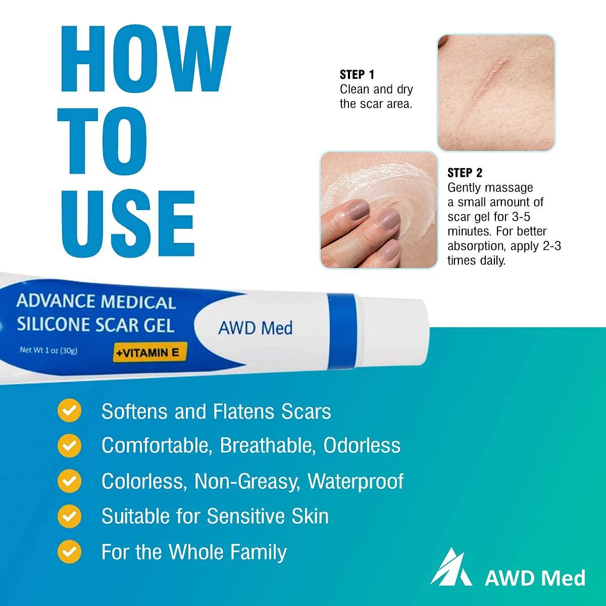 AWD Medical Silicone Gel - Scar Removal and Skin Care Cream with ...