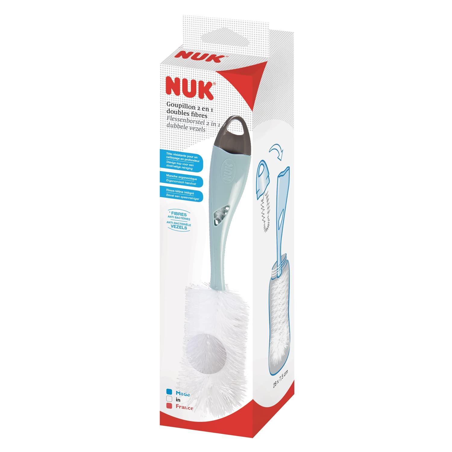 Nuk 2-in-1 Bottle Brush - Double Fiber Brush for Bottles & Pacifiers ...