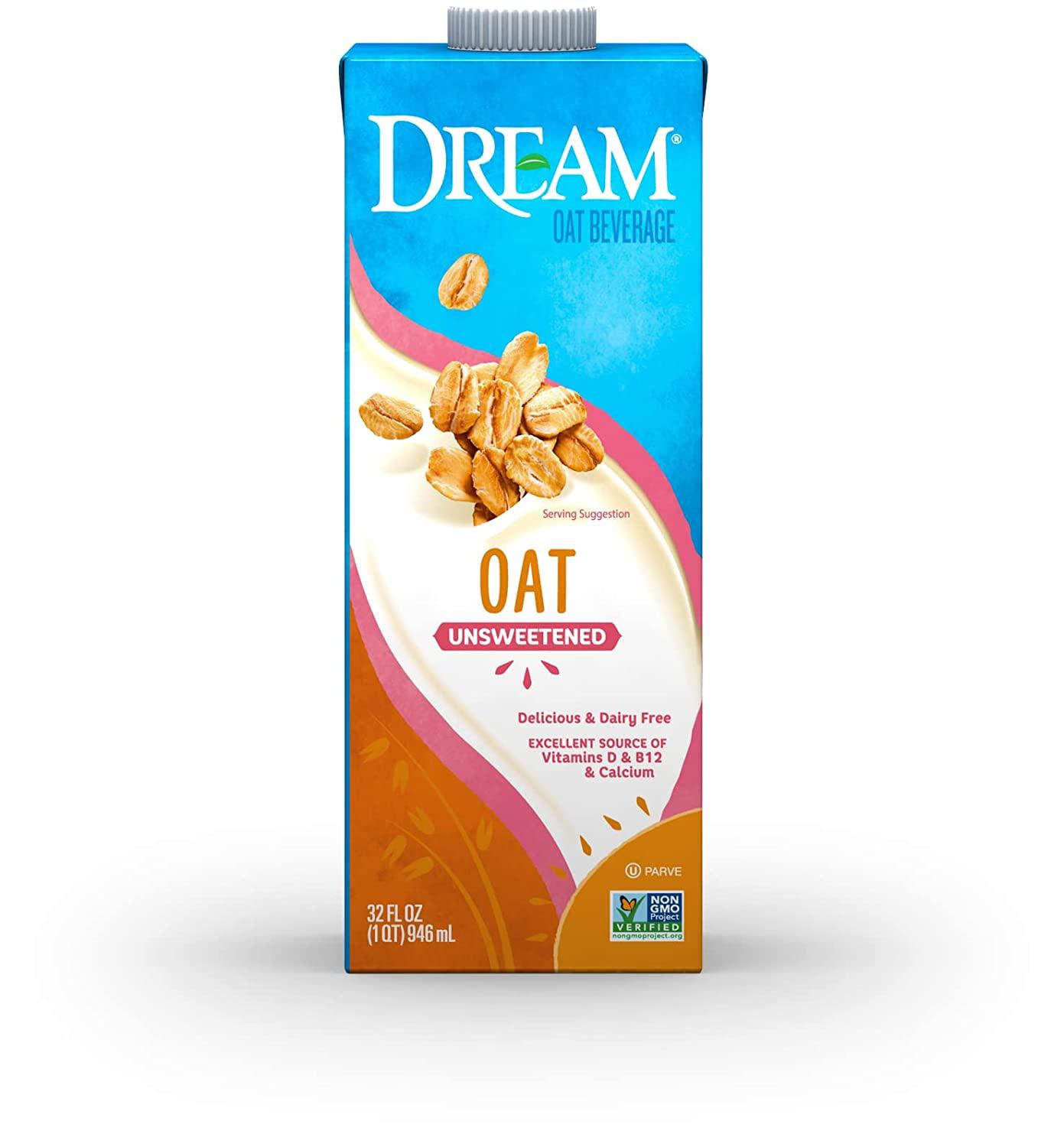 Dream Unsweetened Oat Beverage 32 Oz (Pack of 6) - Oat Milk Alternative ...