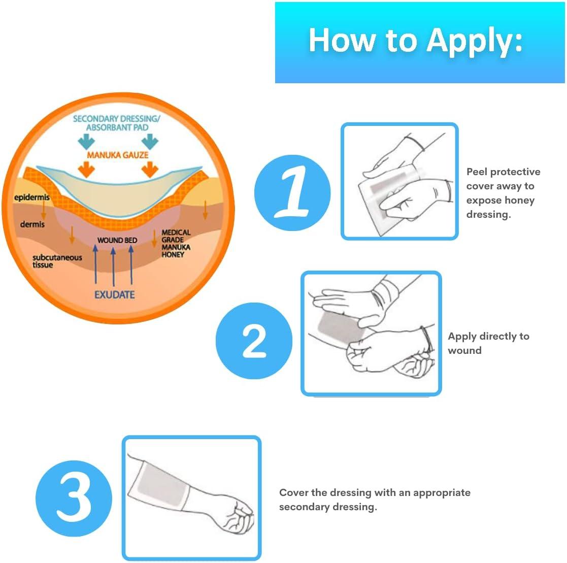 AWD Manuka Honey Gauze Dressing - 100% Impregnated Medical Grade Honey ...