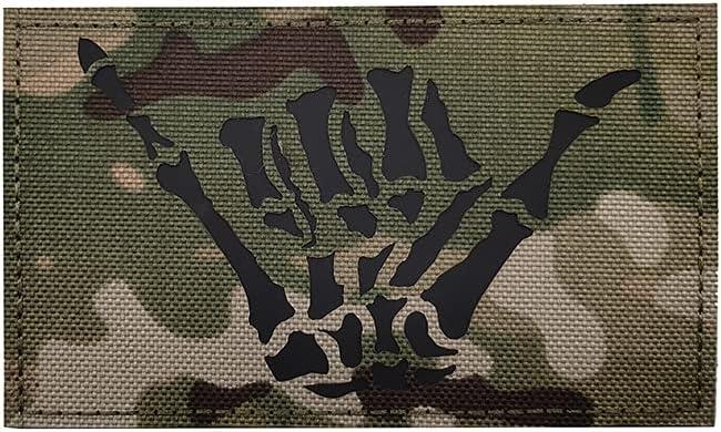 5x3 Inch Large Multicam Infrared IR Skull Skeleton Middle Finger Patch ...