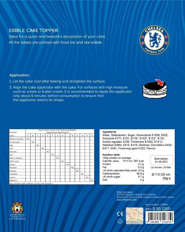 Edible Cake Topper Chelsea FC 7.8 Official Licensed Product | Buy Now ...