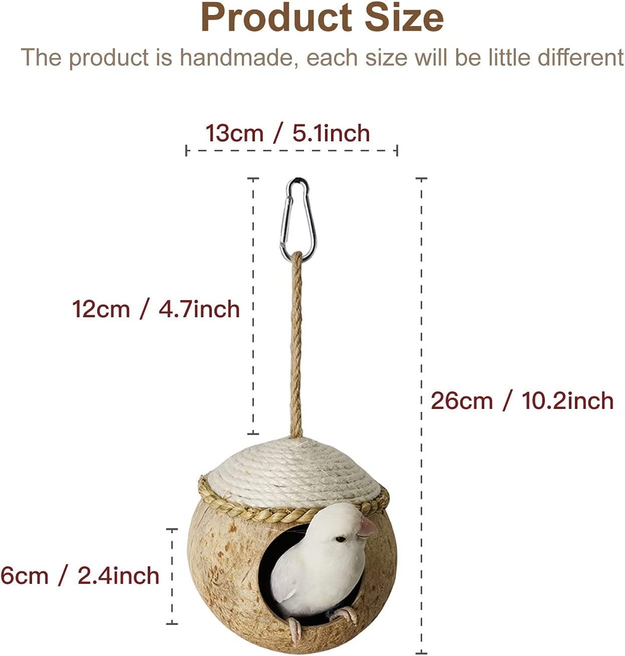 MISS FIRE Coconut Woven Bird House | Natural Coconut Cage with Cover ...