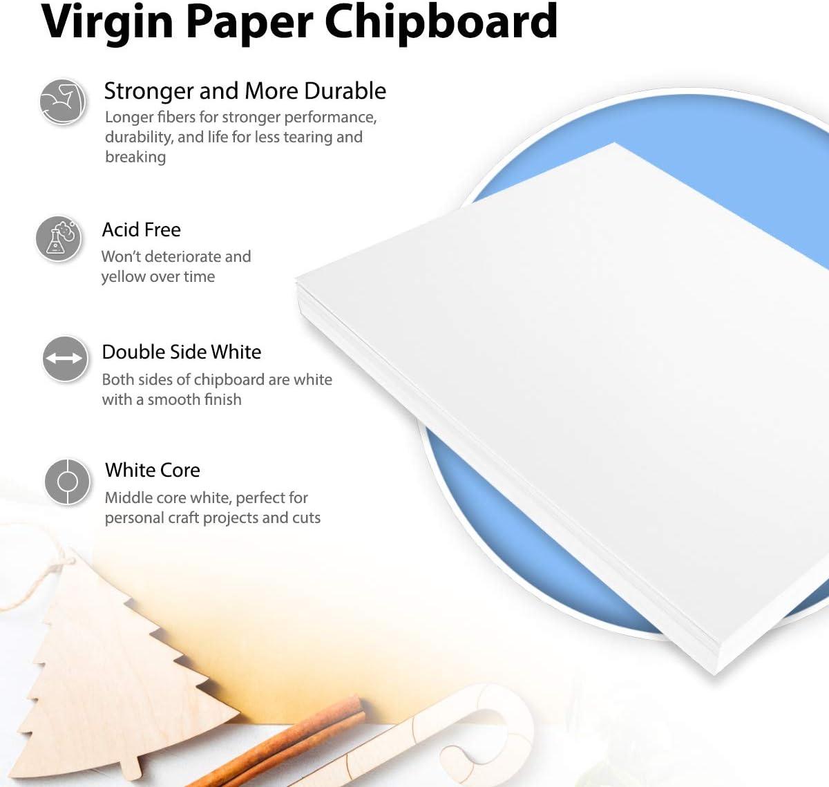 Knitial 22 pt White Chipboard 12 x 18 inch 20 Sheets for Crafts Backing ...