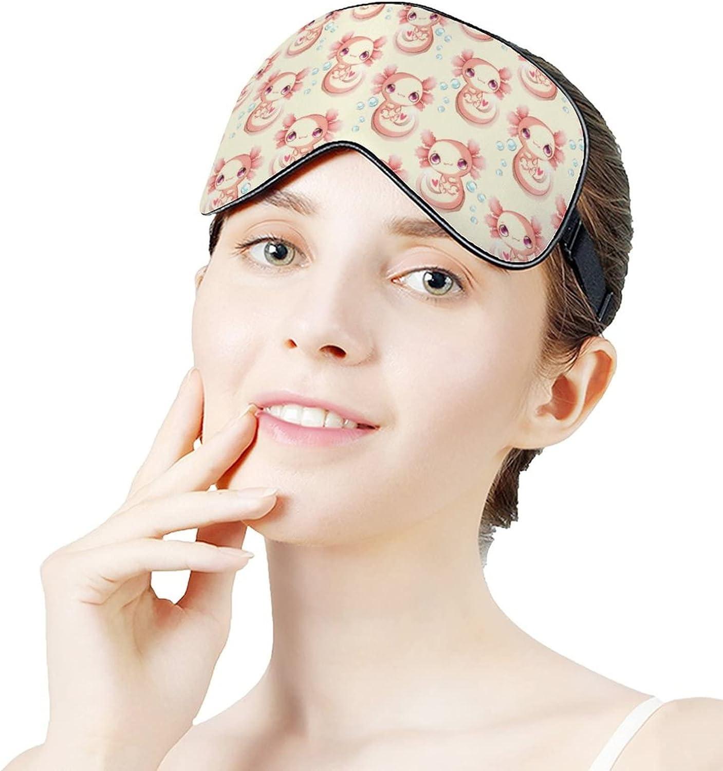 Axolotls Hearts and Bubbles Sleep Mask - Beige Yellow | Lightweight ...