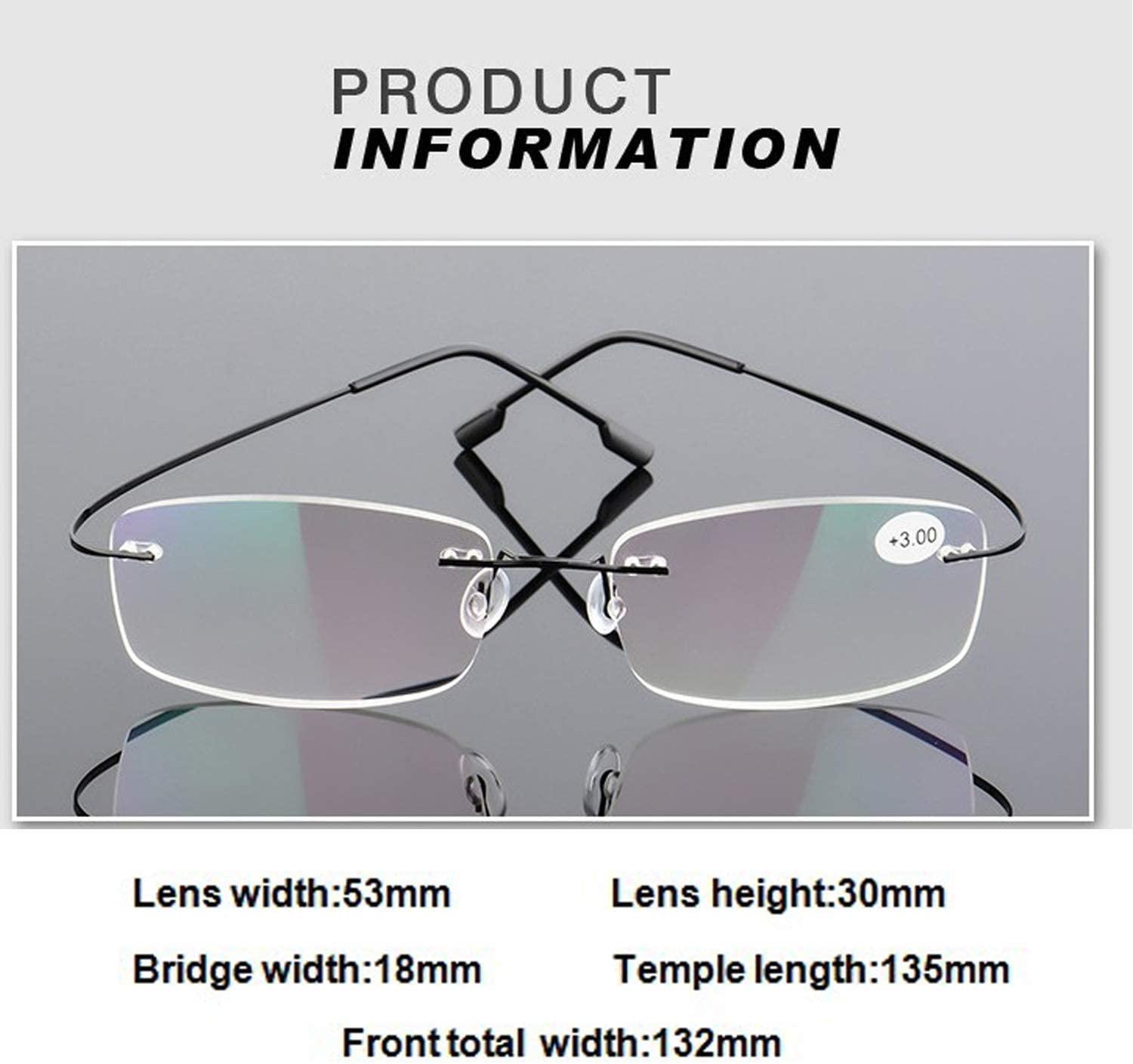 VISENG Rimless Titanium Reading Glasses 2 Pairs +1.25 Diopters for Men ...