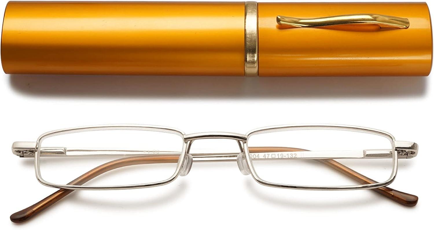 Vevesmundo Compact Metal Reading Glasses - Light Spring Hinge Blue Light Filter 3.0x ...