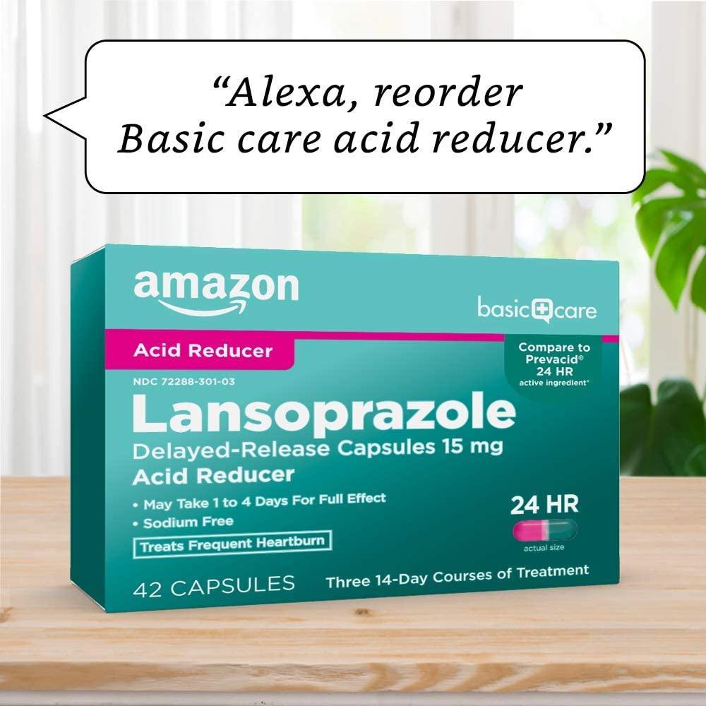 Amazon Basic Care Lansoprazole 15mg Capsules - 42 Count Pack - Proton ...
