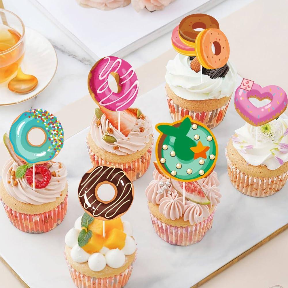 Gallasy 13pcs Donuts Cake Topper Doughnut Cupcake Topper for Donut ...