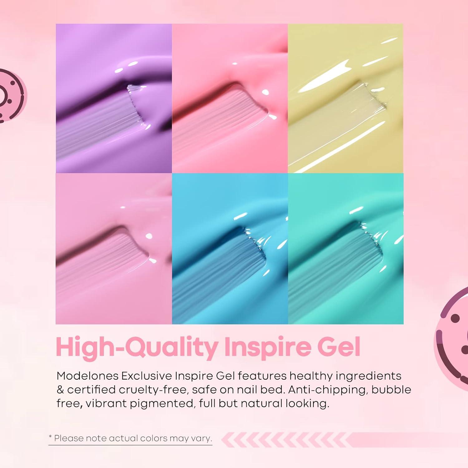 Modelones Pastel Gel Nail Polish Kit with LED Nail Dryer - 6 Colors Set ...