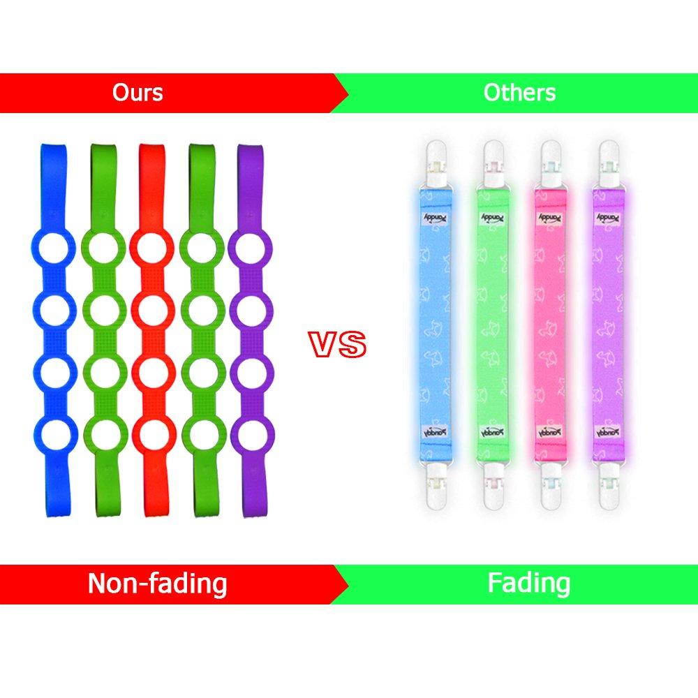5 Pack Stretchable Silicone Baby Pacifier Clips - Safety Straps for ...