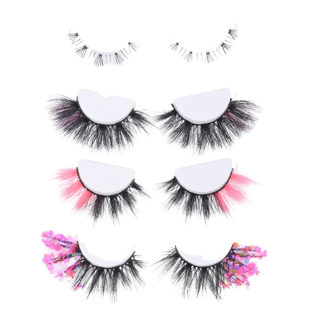 PINK LASHES - Colored Faux Mink Bottom Lash Set for Cosplay & Drag ...