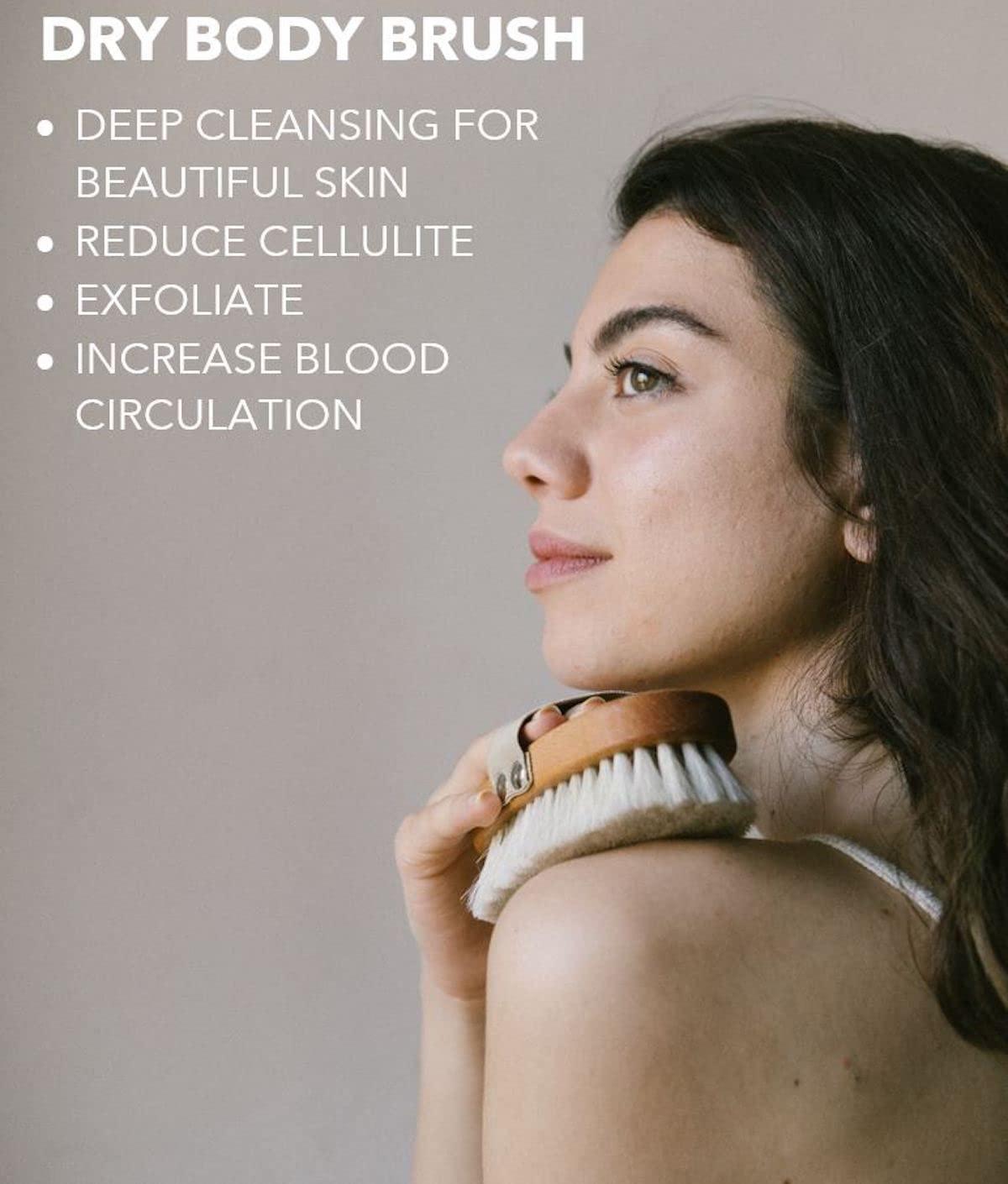100% Natural Dry Brush for Exfoliating Skin, Cellulite Treatment ...