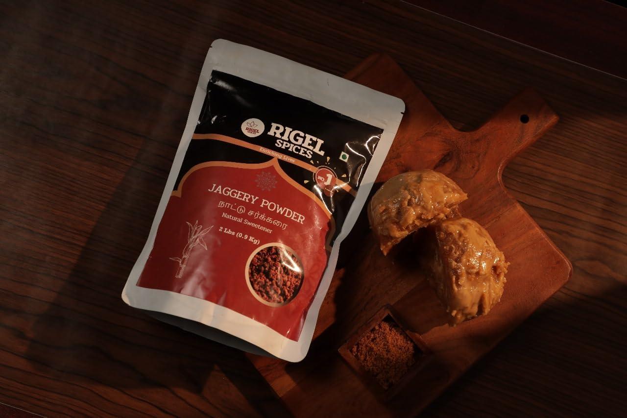 Rigel Spices Cane Jaggery Powder 2 Lbs (0.9 Kg) - Nattu Sakarai Natural ...