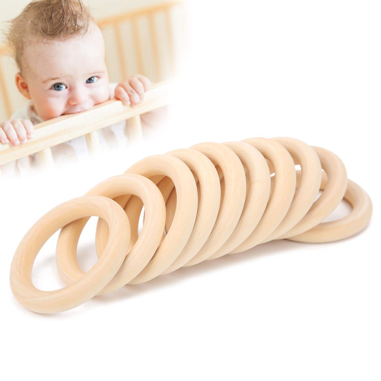10pcs Wooden Teething Rings - Unfinished Natural Wood Circles 2.6 Inch ...
