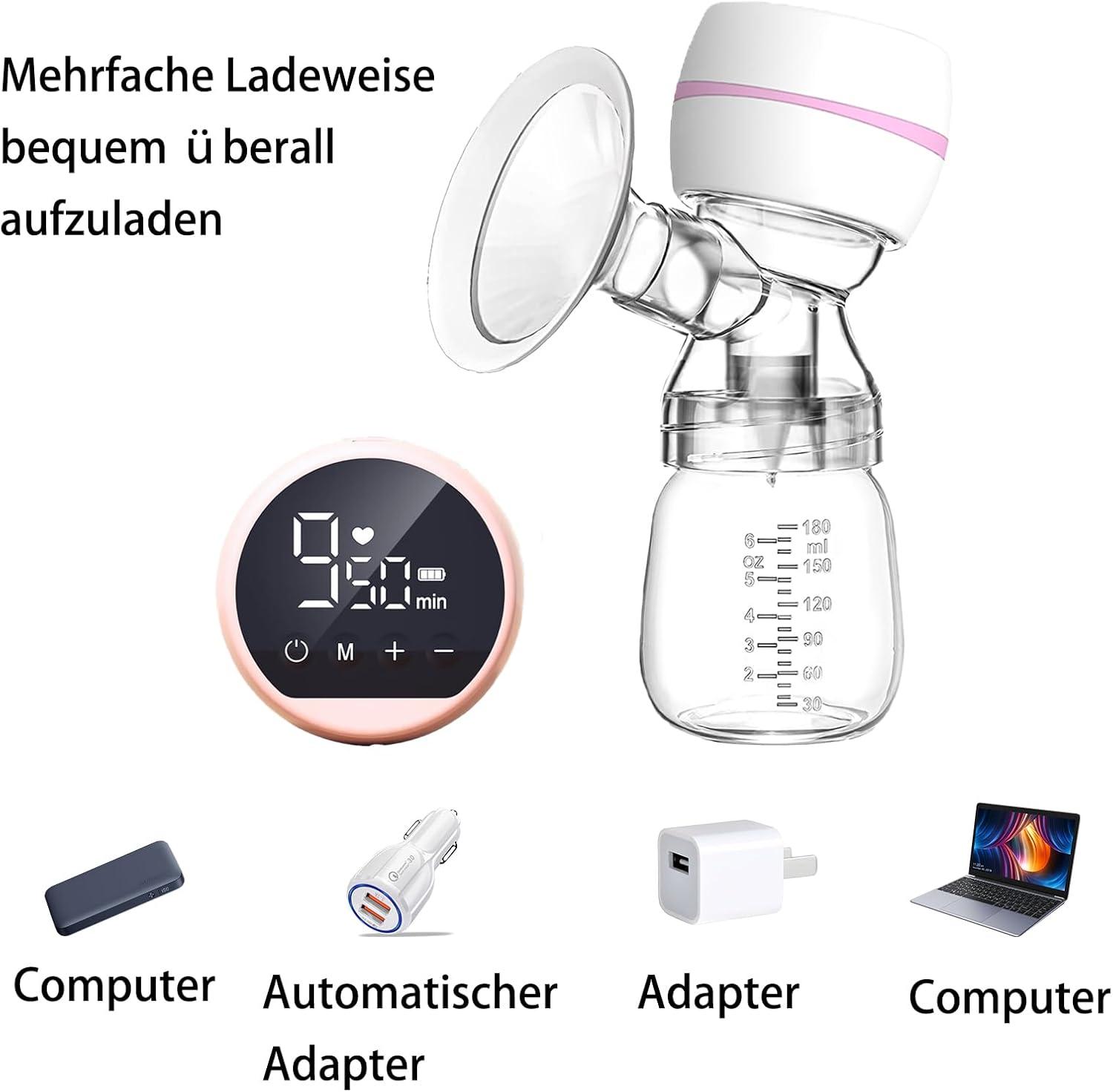 Portable Electric Milk Pump - Silent Single Pump 10 Fresh Bags 3 Modes ...