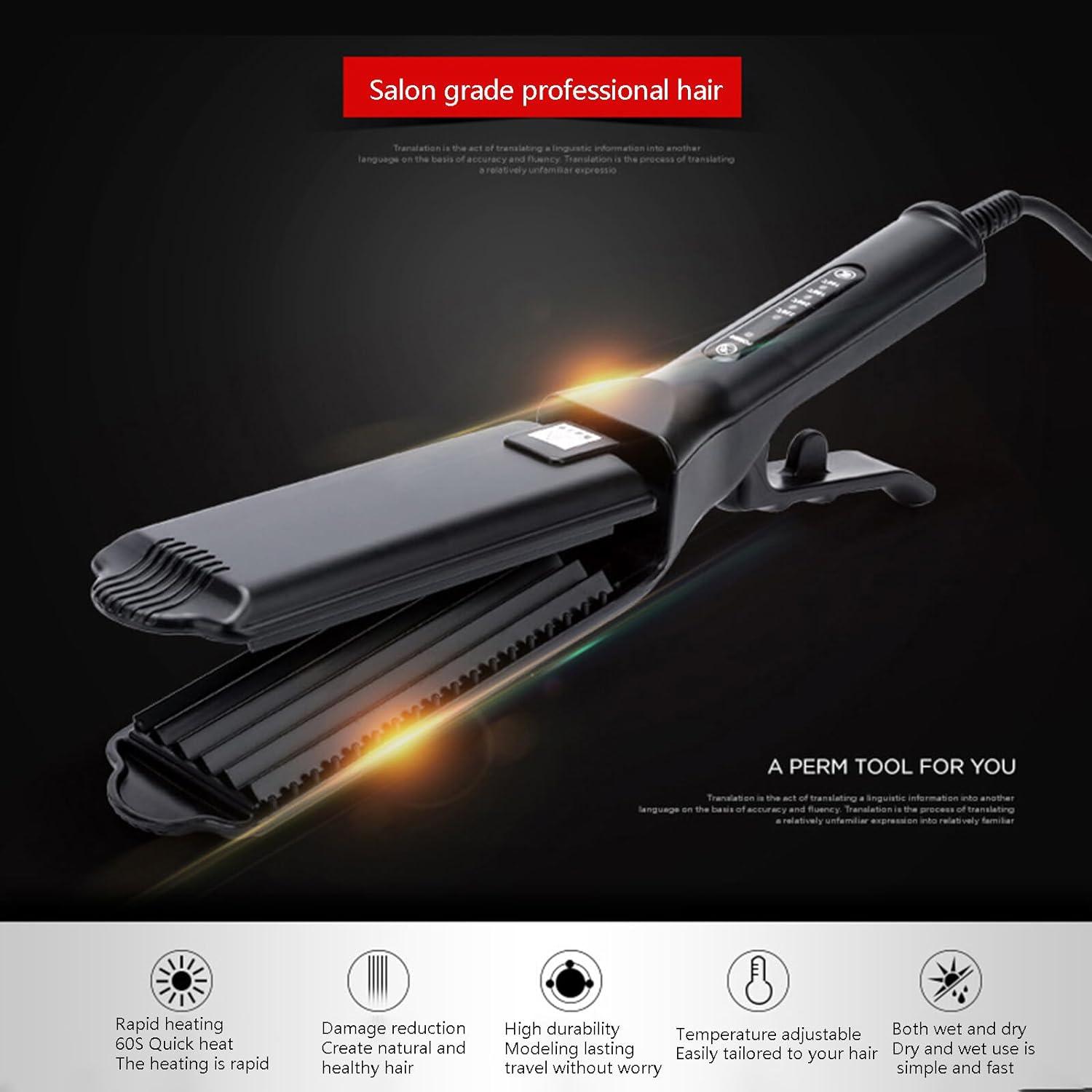 Hair Crimper Ceramic Crimping Iron Hair Waver with 4 Temperature Levels ...