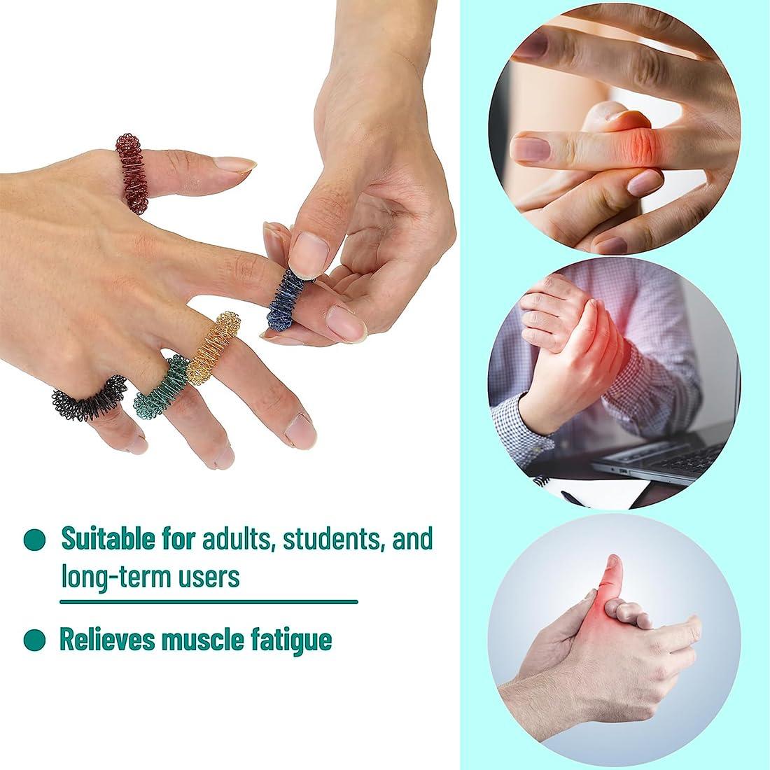 40-Piece Acupressure Ring Set - Spiky Sensory Finger Massage Rings in 8 ...