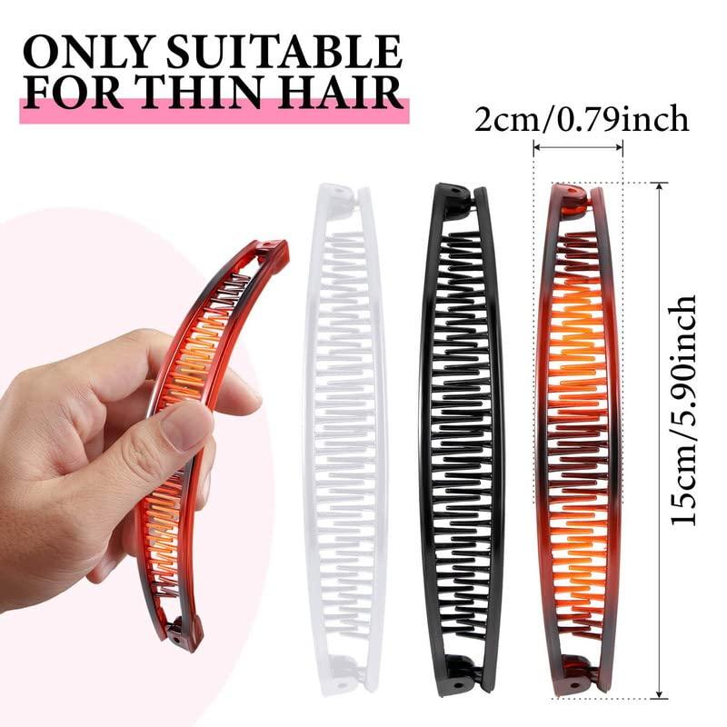 6-Piece Banana Clip Comb Set for Women - Brown/White/Black | Hair Grip ...