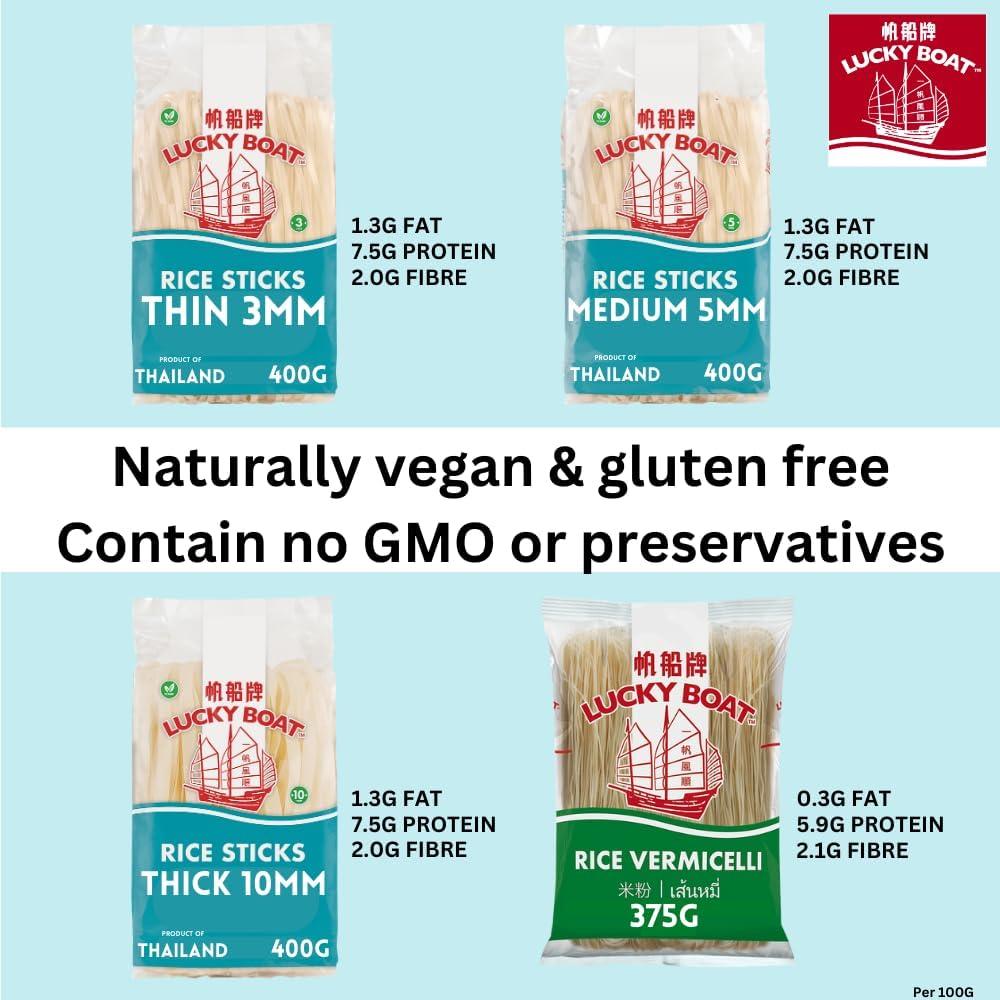 Lucky Boat Rice Vermicelli 375g - Gluten Free Noodles for Pad Thai | Thai & Chinese Ingredients ...