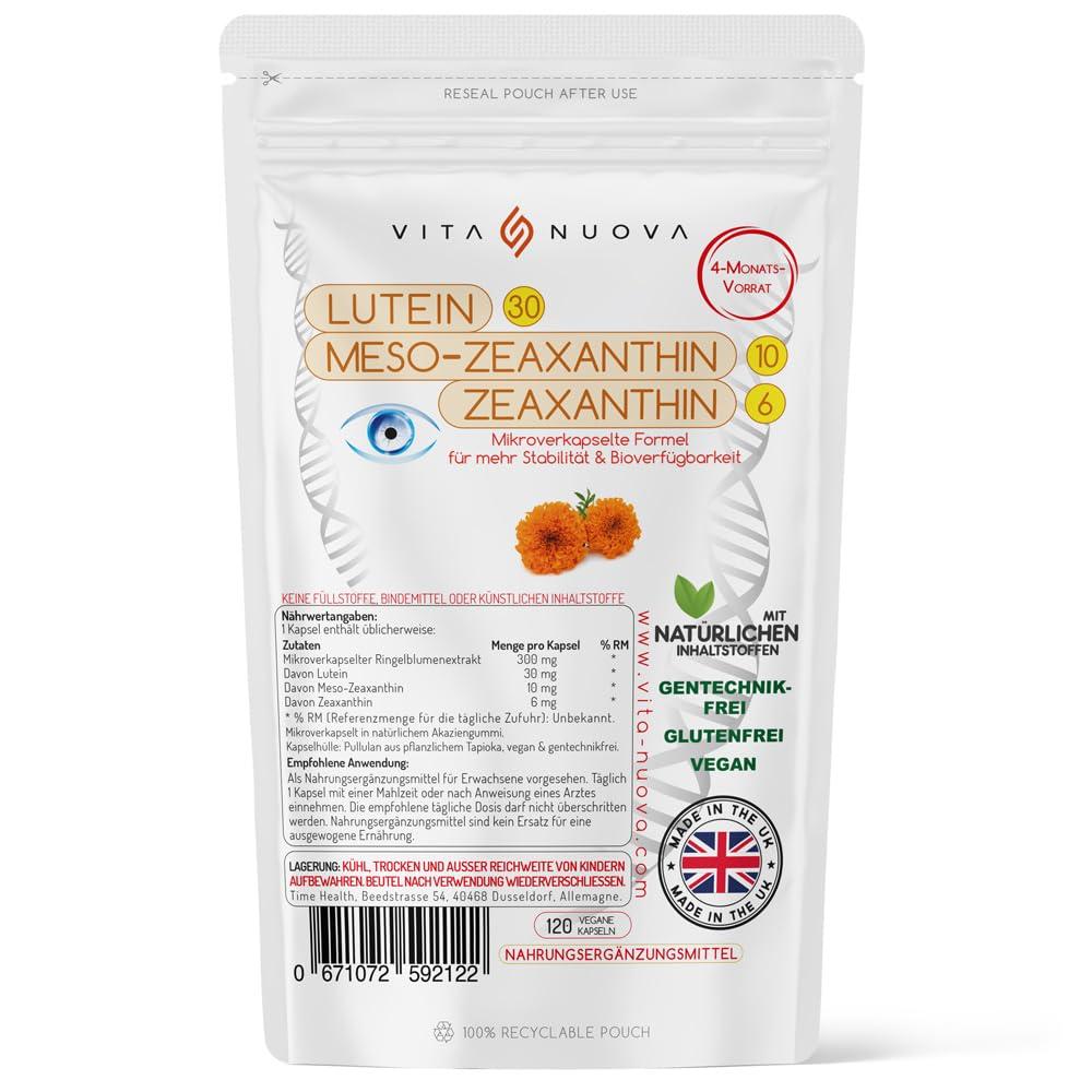 Lutein Supplement - 30 mg Lutein 10 mg Meso-Zeaxanthin 6 mg Zeaxanthin ...