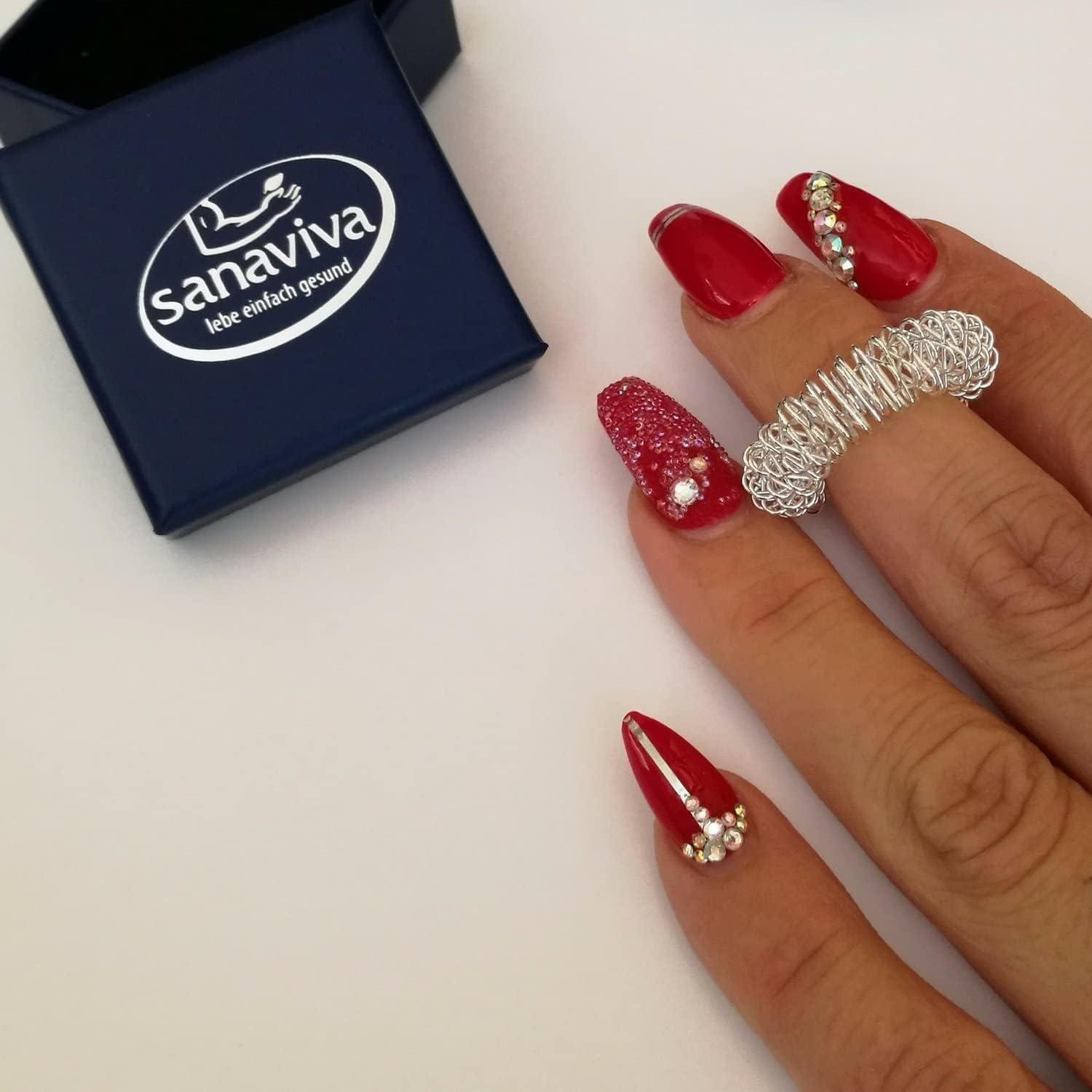 Sanaviva Acupressure Ring Set - 4 Silver Finger Massage Rings for ...