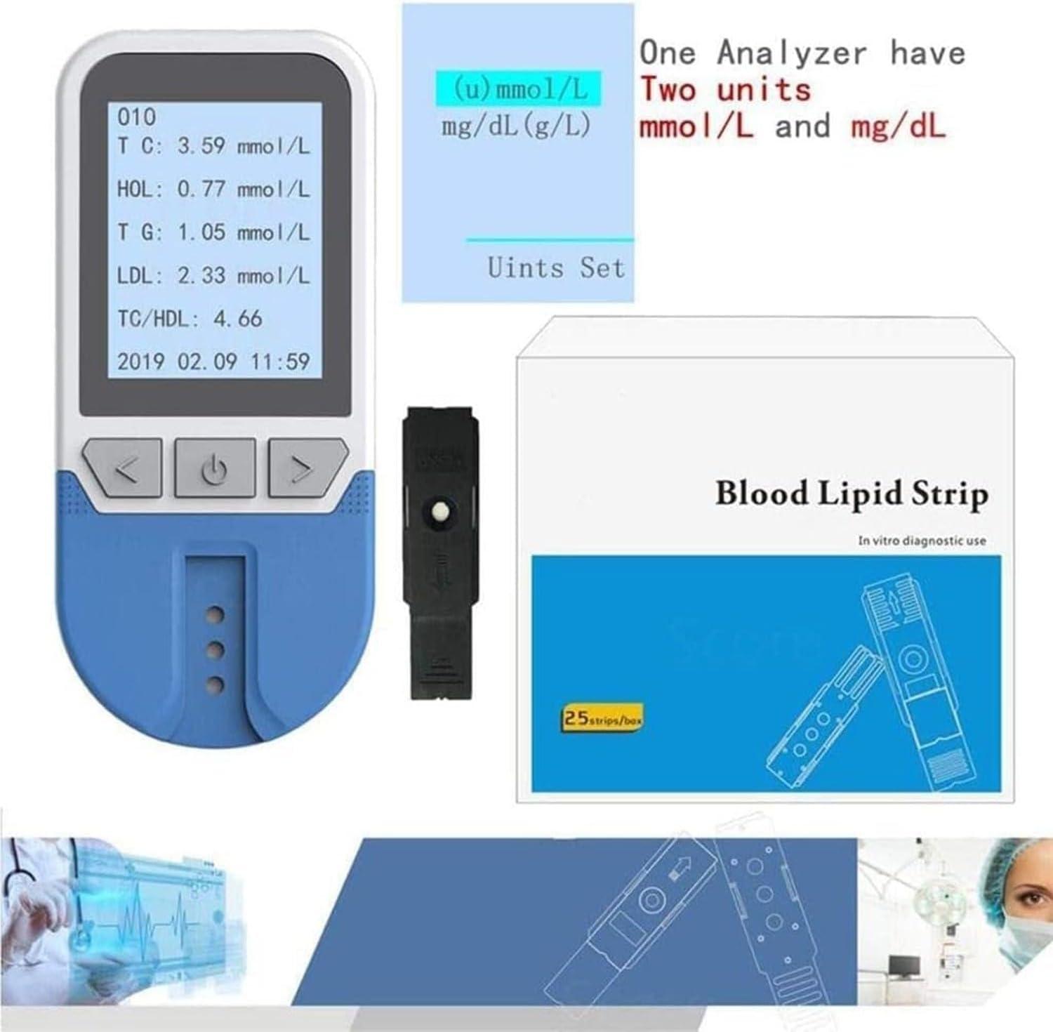 Bluezy Cholesterol Measuring Device - At Home Blood Fat Test Kit with ...