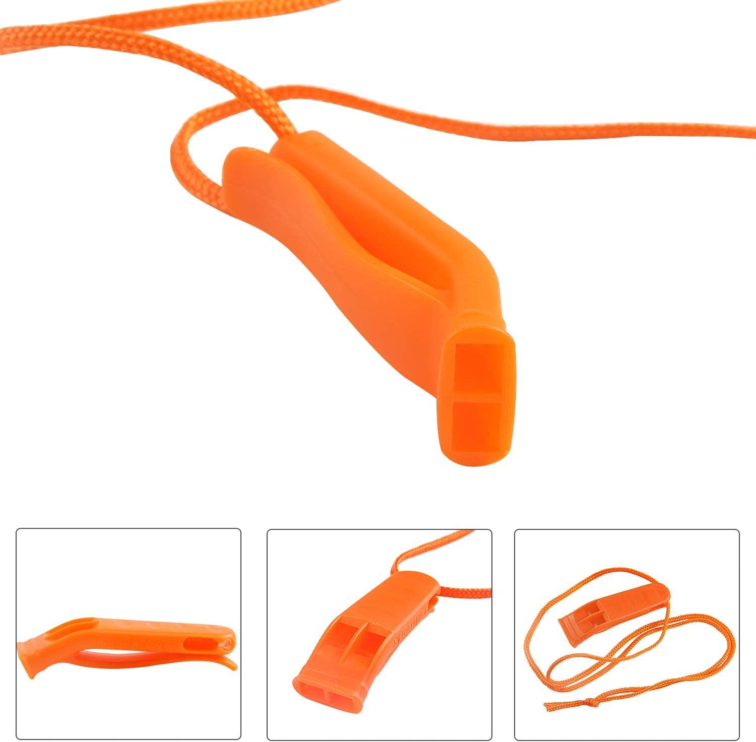 AUGSUN 10 Pcs Safety Whistle with Lanyard - Marine Grade Plastic ...