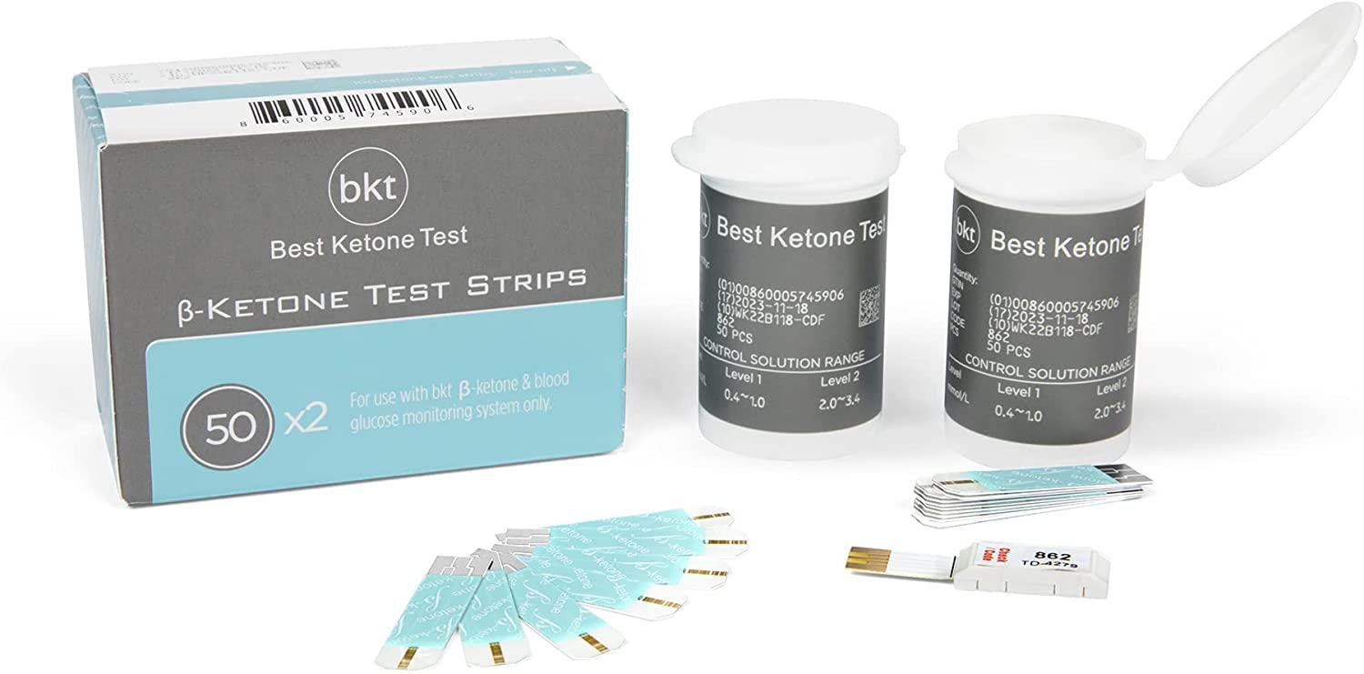 Blood Ketone Test Strips 100ct | Compatible with BKT Meter & Keto-Mojo ...