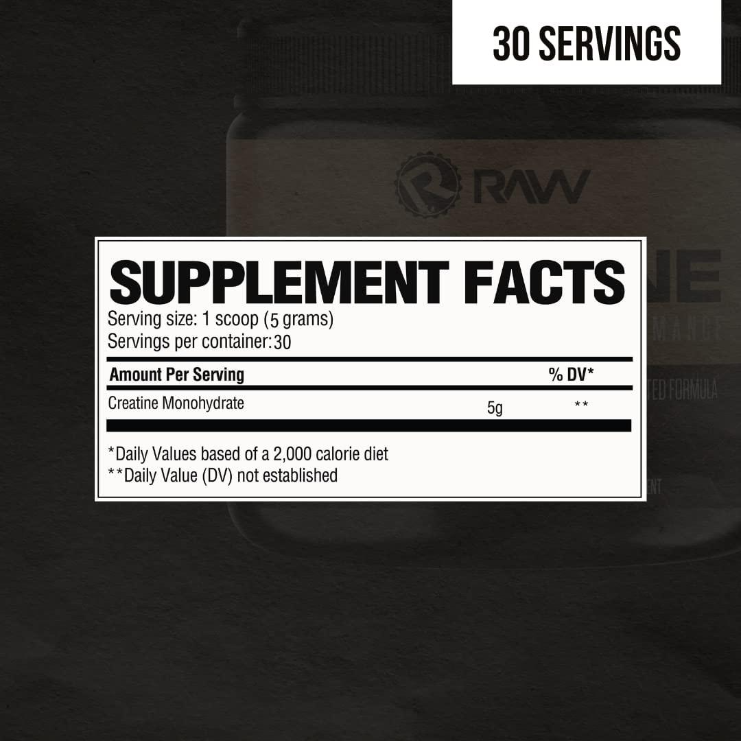 RAW NUTRITION Creatine Monohydrate Powder | Micronized Supplement for ...