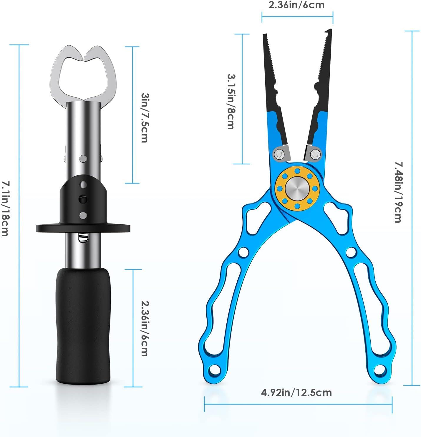 AMIR Fishing Pliers with Fish Lip Gripper | Multi-Function Tool Set for Fly and Ice Fishing ...