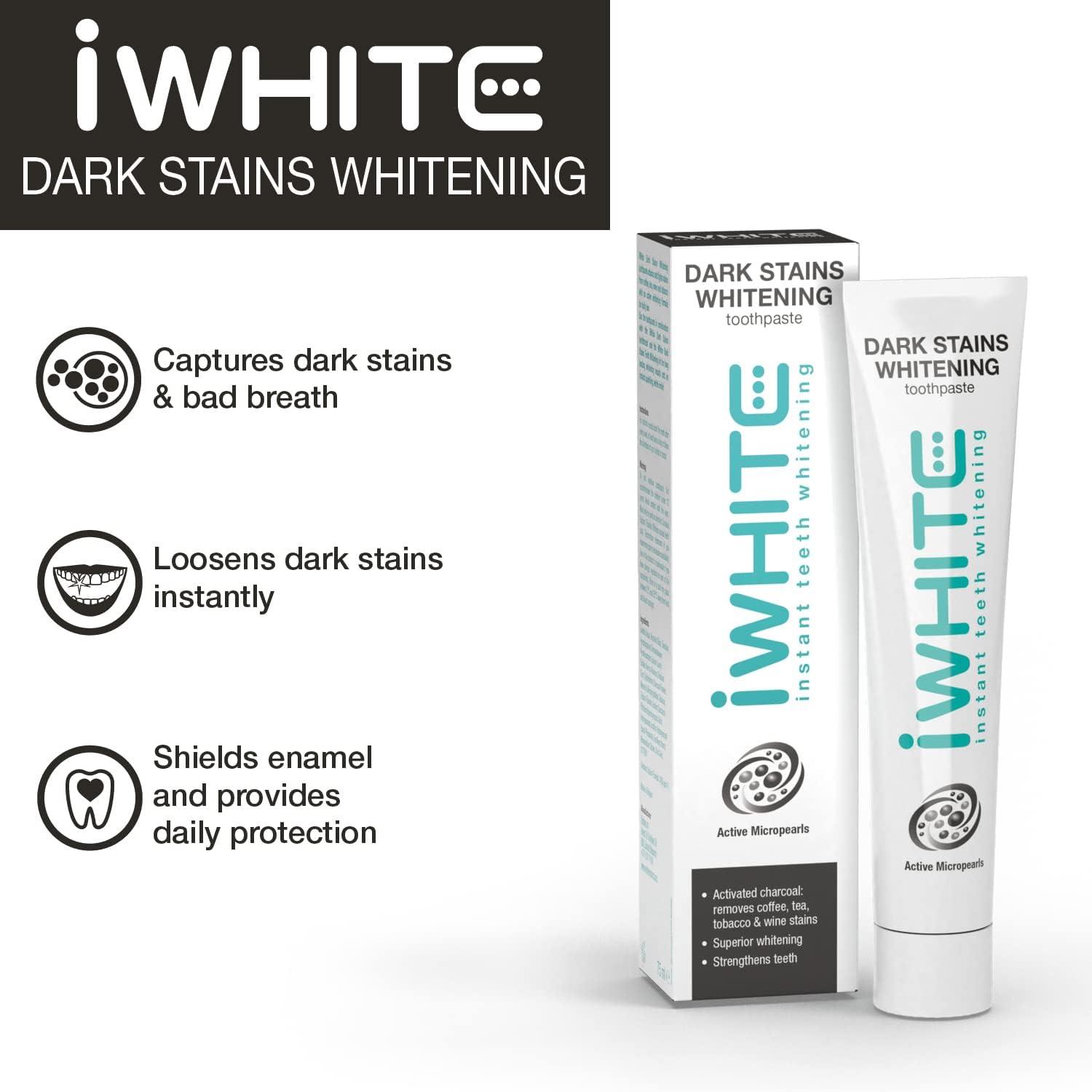 iWhite Dark Stains Whitening Toothpaste 75ml - Whitens, Removes Dark ...
