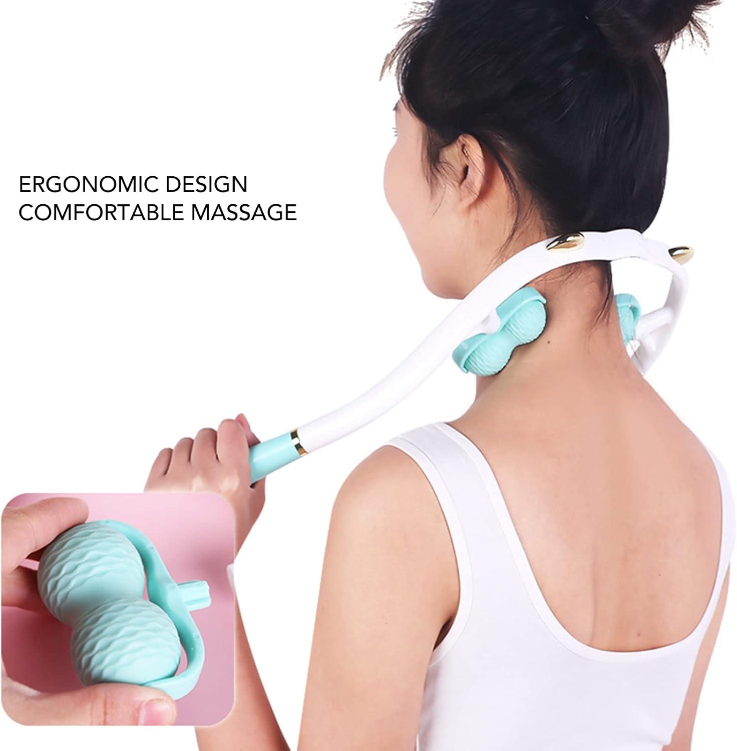 Neck Roller Massager - Hand-Held Manual Shoulder Massager with 4 Balls ...