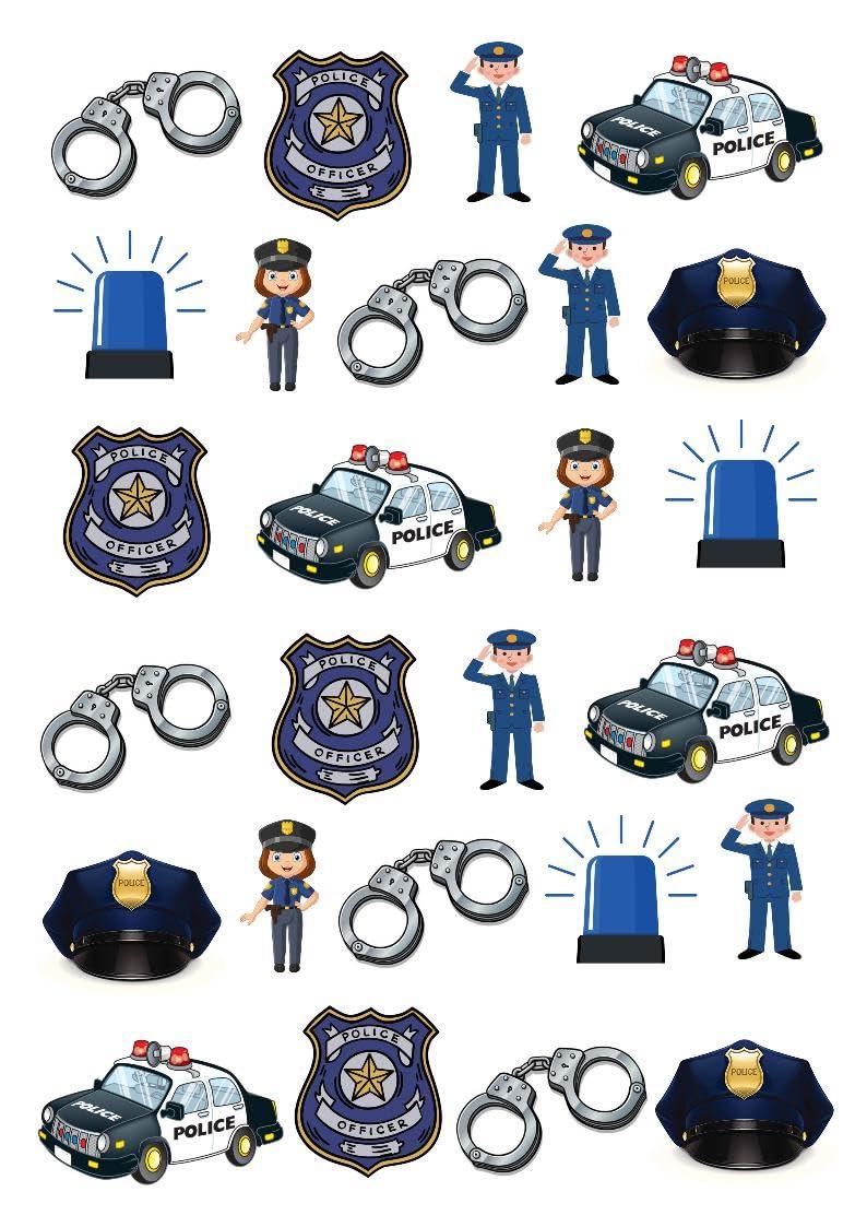 Police Edible Paper Cupcake Toppers Cake Decorations Rice Fairy Toppers ...